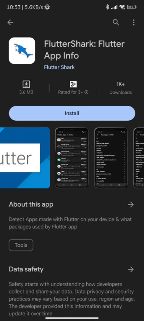Flutter Shark ; mengesan applikasi yang dibangun menggunakan Flutter dan Package digunakan ...